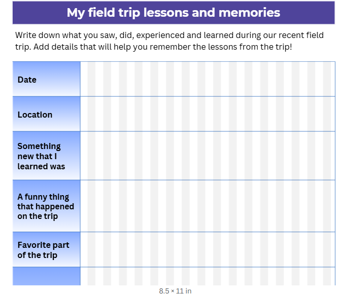 Free Printable Field Trip Reflection Worksheet PDF + FREE Kit!
